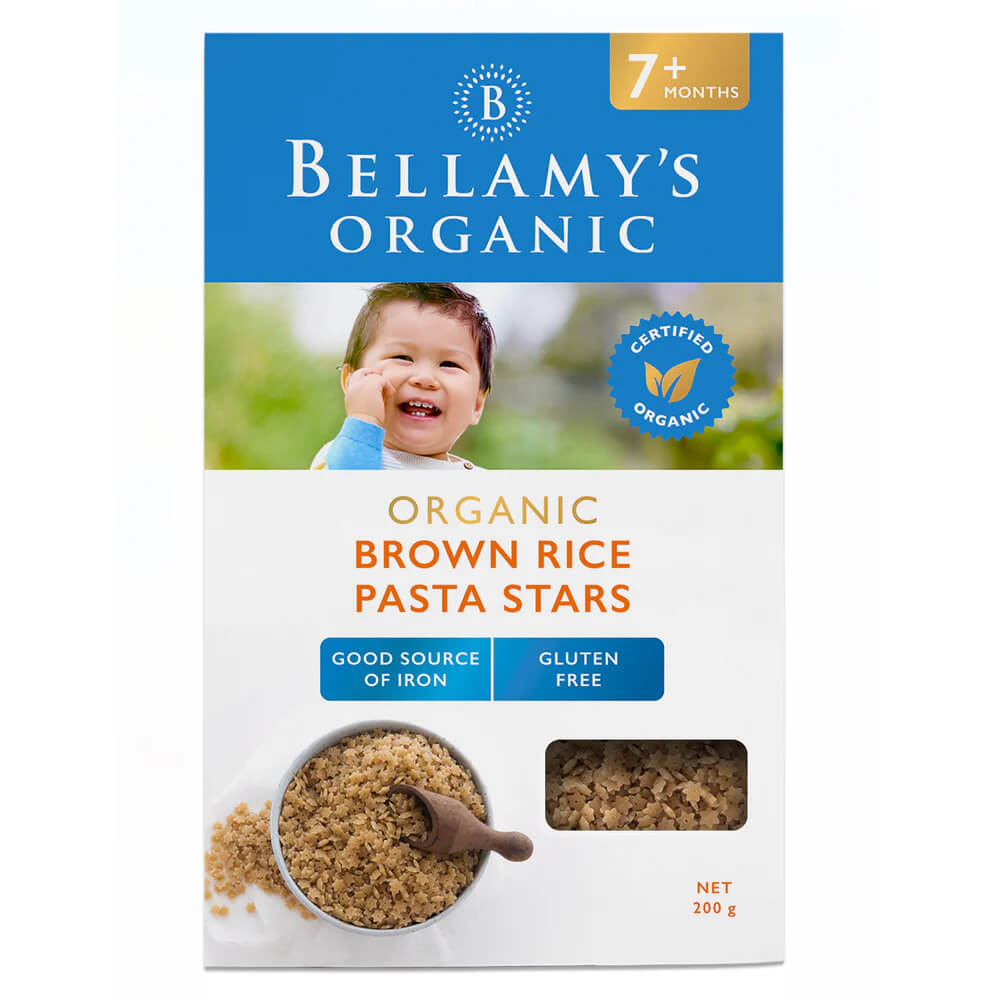 Bellamy's Organic Brown Rice Pasta Stars 7m+ Reviews | Tell Me Baby