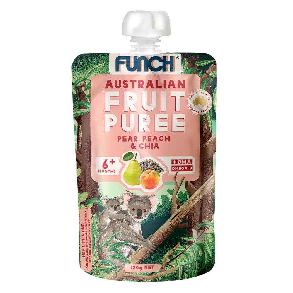 FUNCH Pear, Peach & Chia Australian Fruit Puree Reviews | Tell Me Baby
