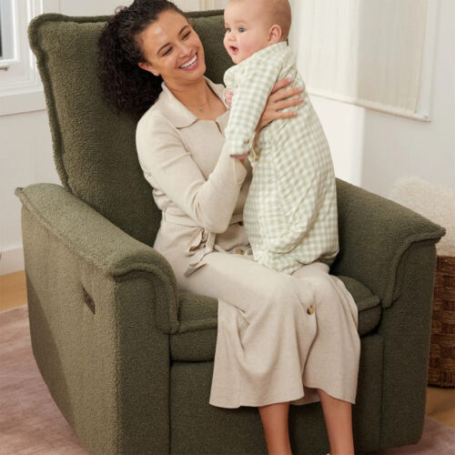 iL Tutto Louie Electric Recliner Glider Nursery Chair in Olive Teddy ...